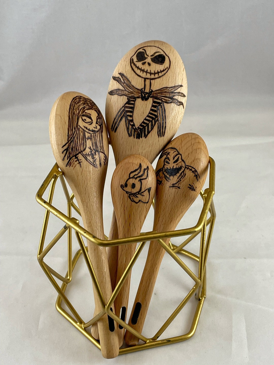 Nightmare Before Christmas Wood Burned Measuring Spoon Set, Pyrography ...