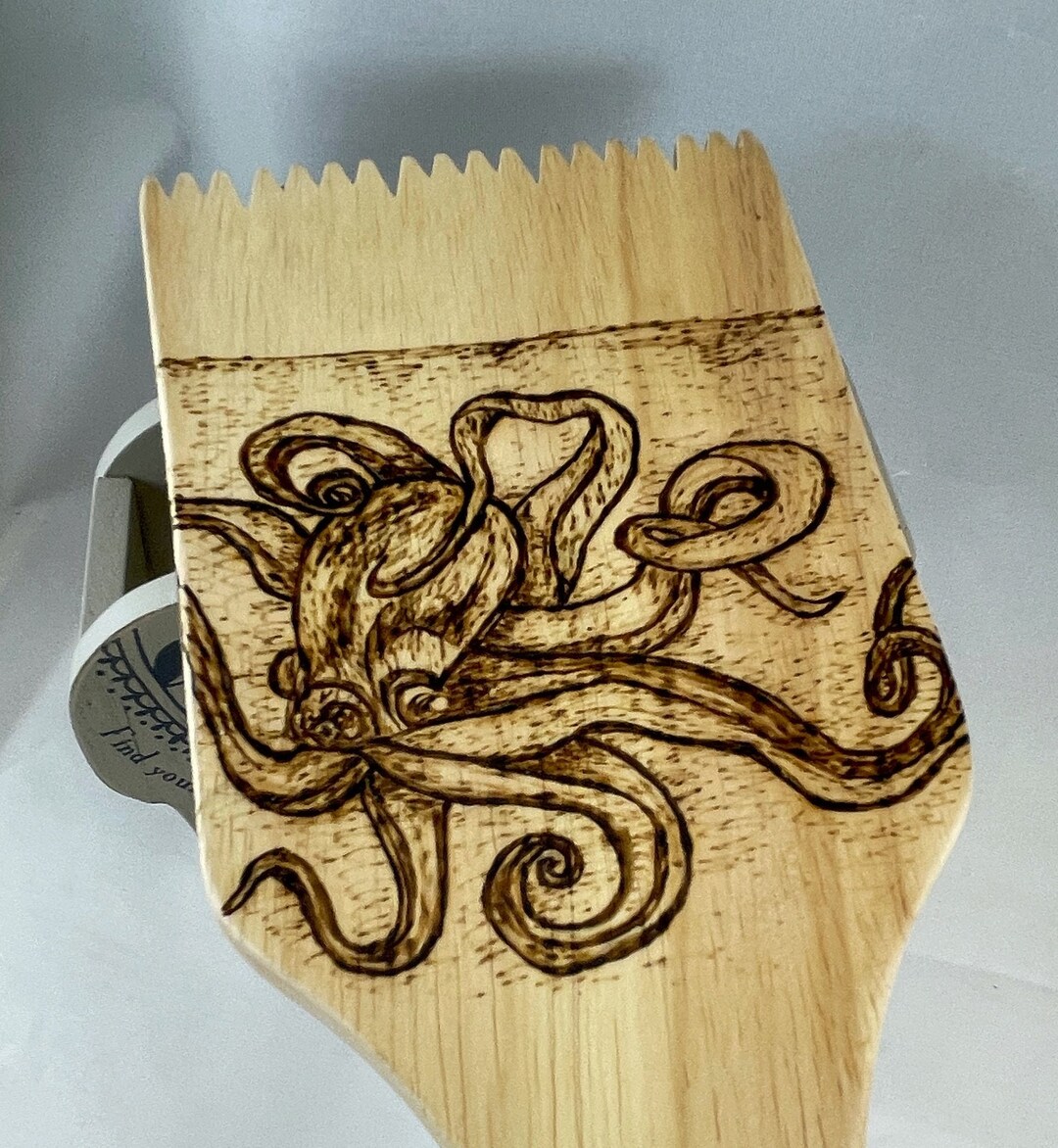 Viking Long Ship Stalked by Kraken Wood Burned Grill Scraper - Etsy