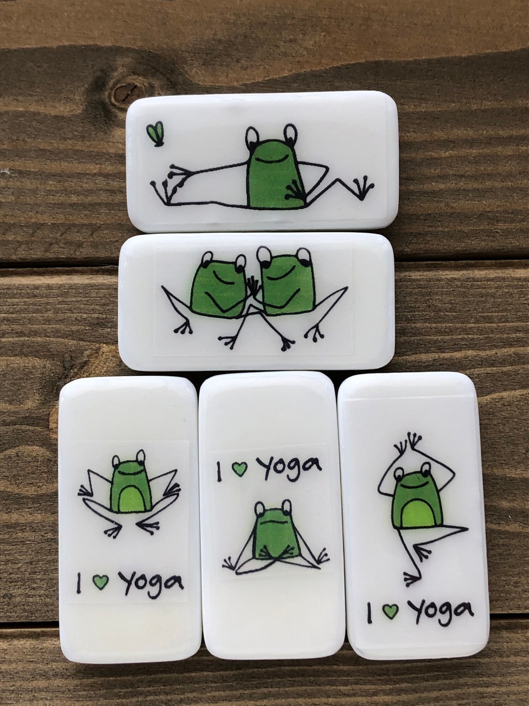 Love Yoga Frog Magnets, Set of 5 Refrigerator Domino Magnets Animal ...