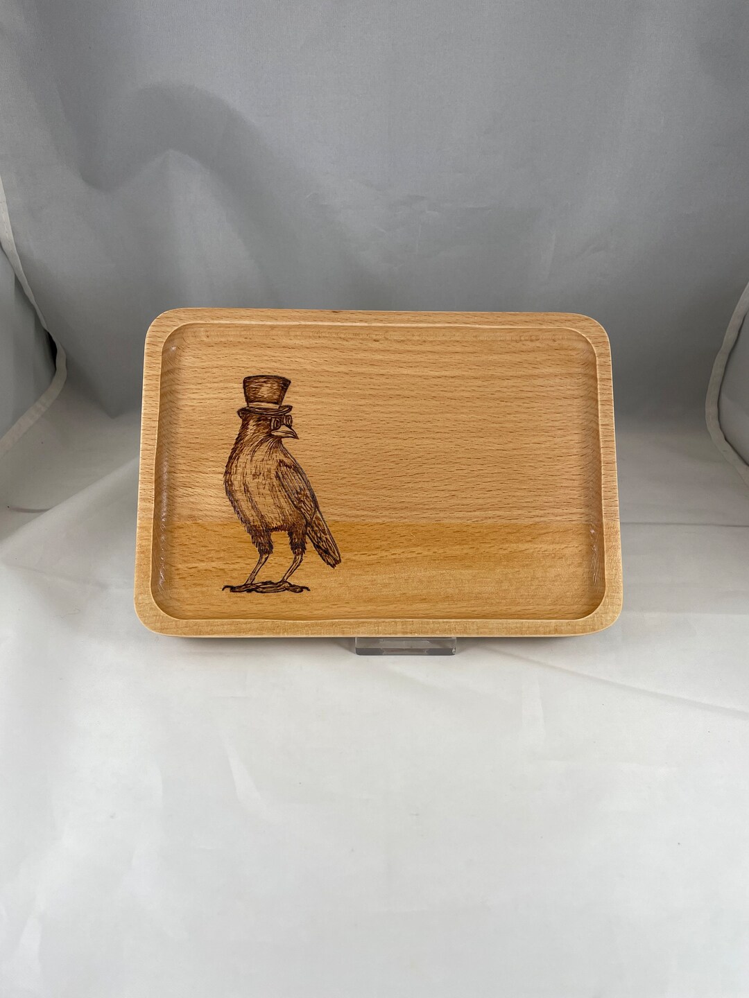 Top Hat Crow Wood Burned Tray Pyrography/wood Burn Art Kitchen Decor ...