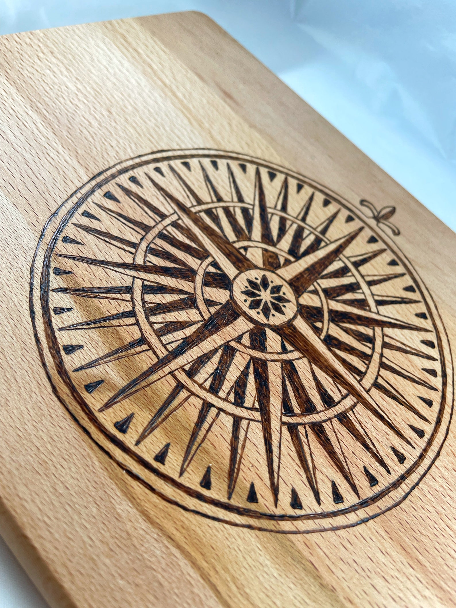 Compass Rose Wood Burn Cutting Board Pyrography/Wood Burn | Etsy