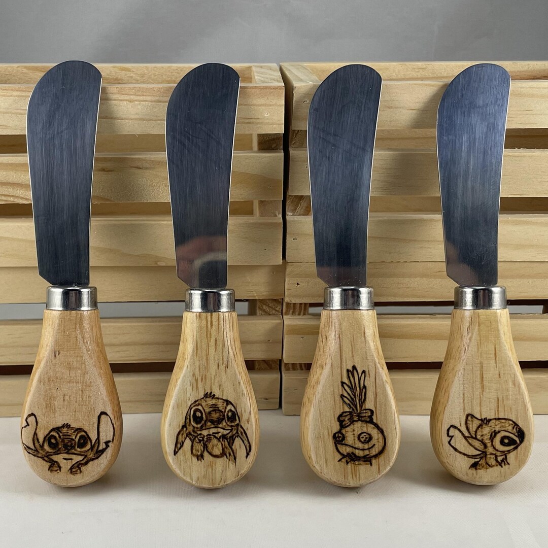 Stitch and Crump Wood Burned Cheese Knives Set of 4 W Mini Pallet ...