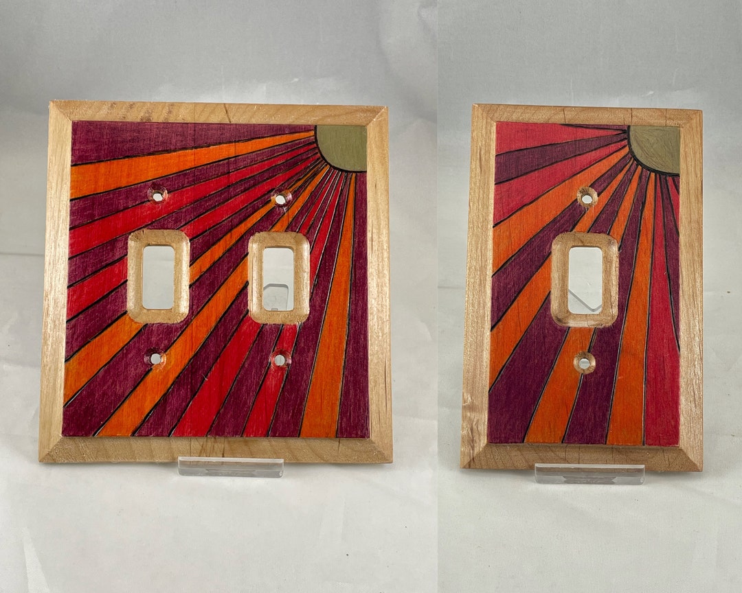 Retro Sunset Wood Burned Light Switch Cover, Pyrography Home Decor - Etsy