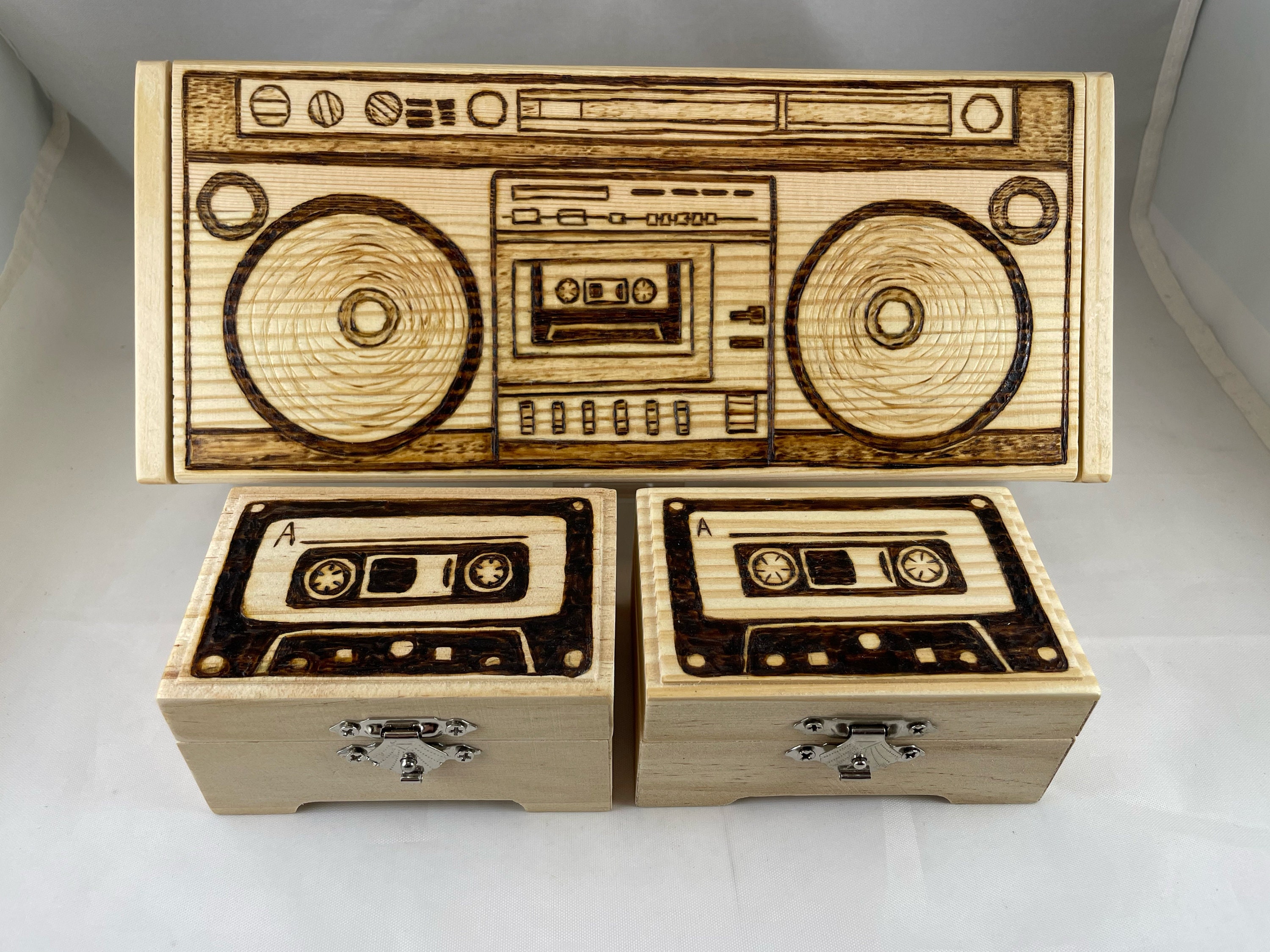 Retro Boombox & Cassette Tape Trinket Boxes Sold as Set or - Etsy