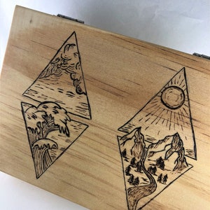 Four Elements Geometric Wood Burn Trinket Box | Wood Burn Art ...