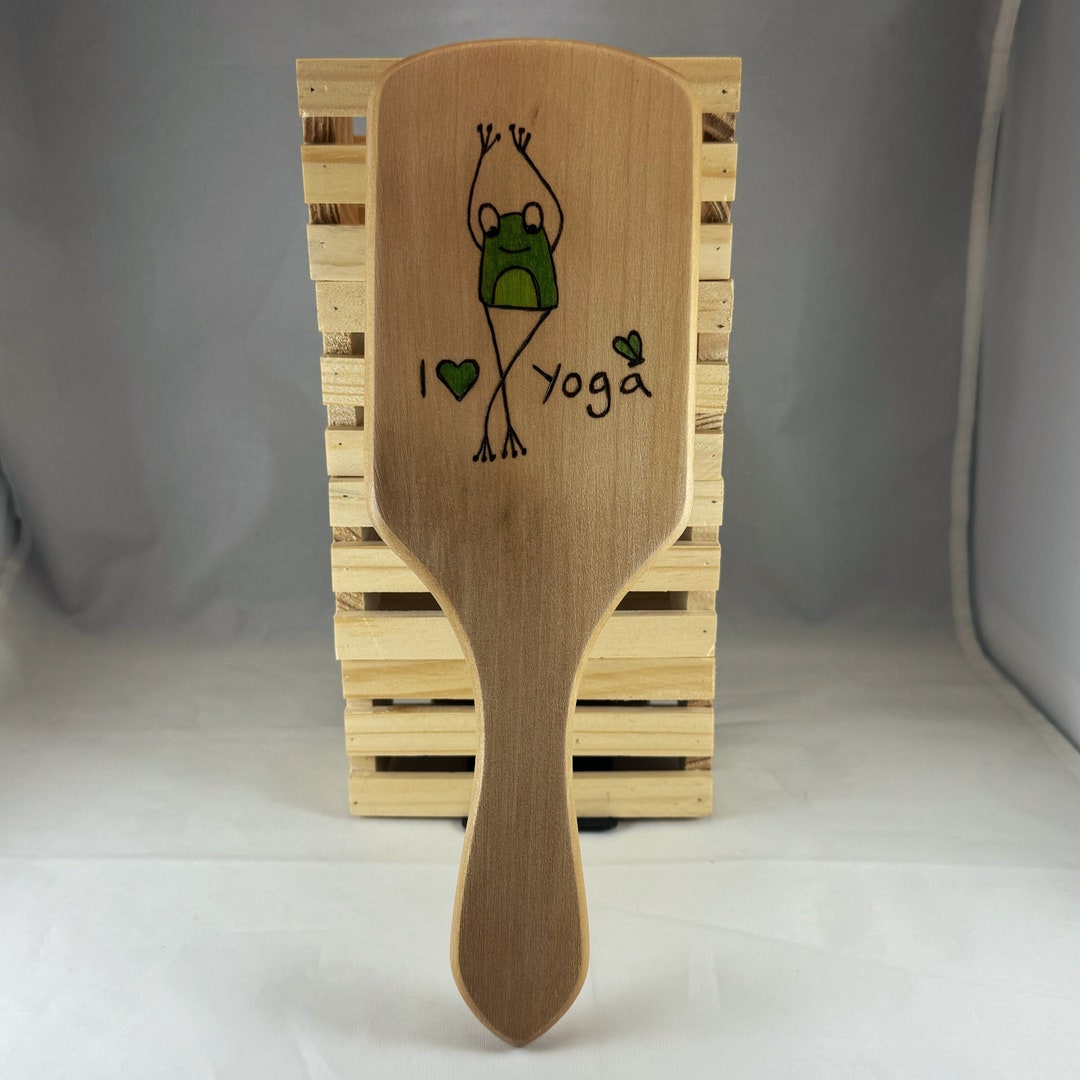 I Love Yoga Frogs Wood Burned Hairbrush Pyrography/wood Burn - Etsy