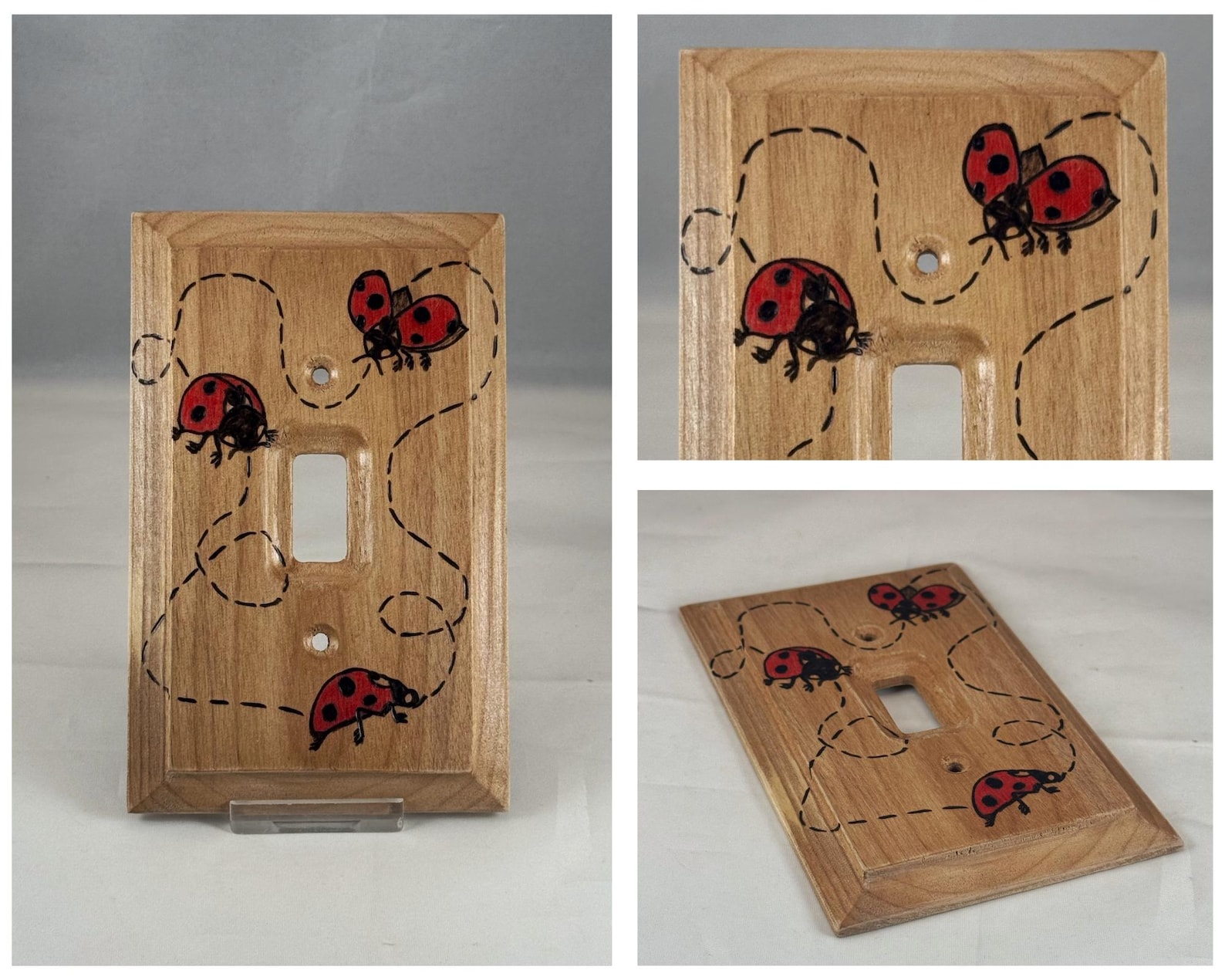 Ladybug Wood Burned Light Switch Plate Cover, Pyrography Home Decor - Etsy