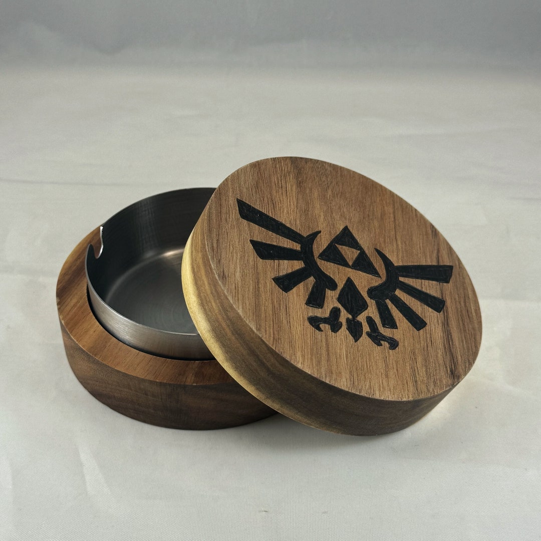 Legend of Zelda Triforce Wood Burned Ashtray W/ Lid | Wood Burn Art ...