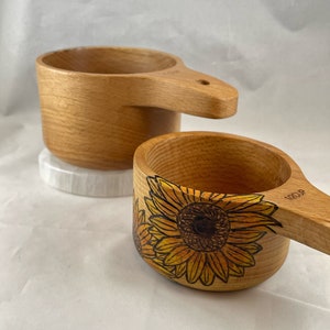 Sunflowers Wood Burned Measuring Cup Set Pyrography/wood Burned Art ...