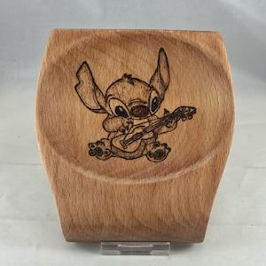 Stitch Playing Guitar Wood Burned Spoon Rest Pyrography Kitchen Gadget ...