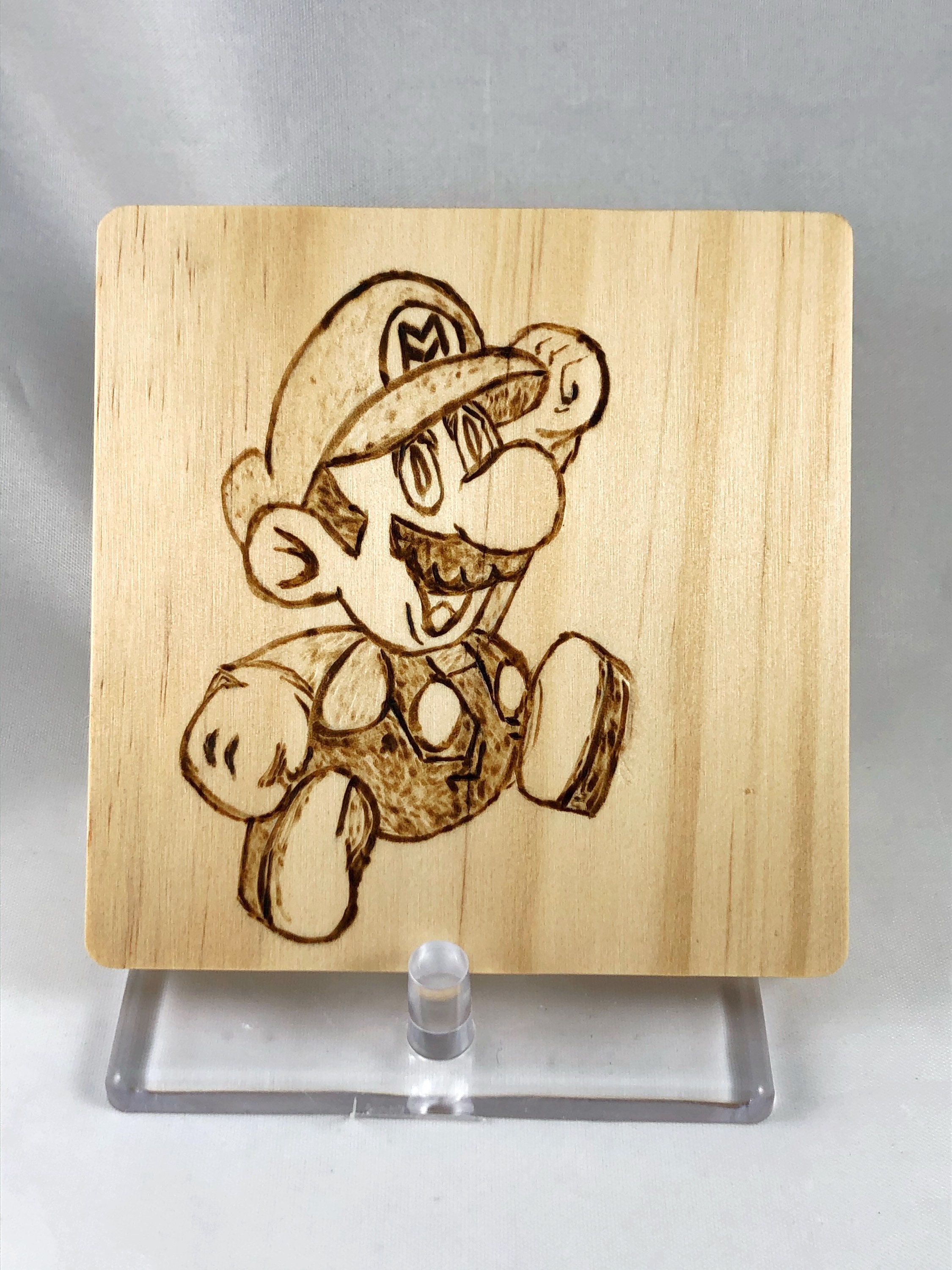 Super Mario Brothers Wood Burn Coaster Set of 4 Pyrography | Etsy
