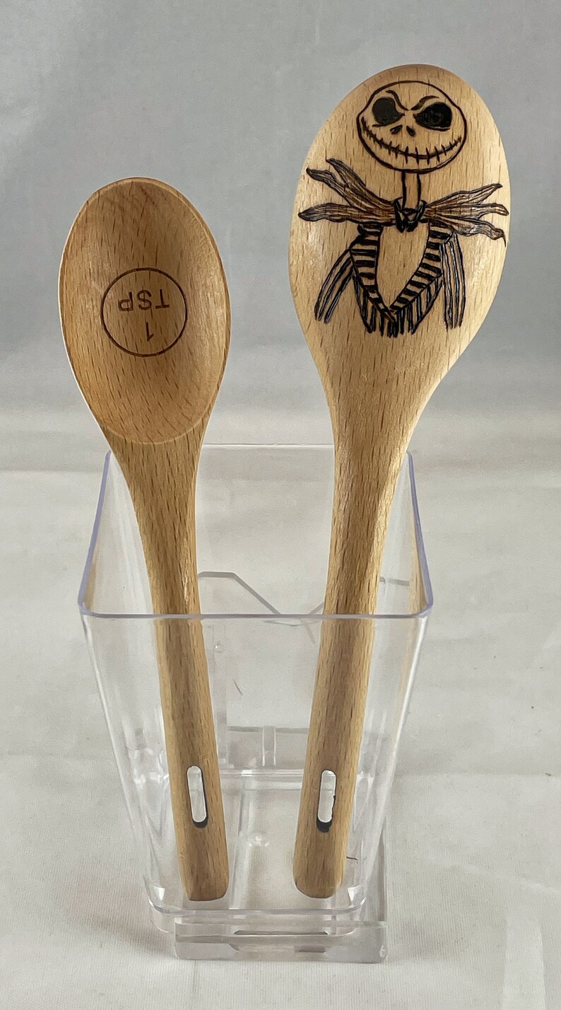 Nightmare Before Christmas Wood Burned Measuring Spoon Set, Pyrography ...