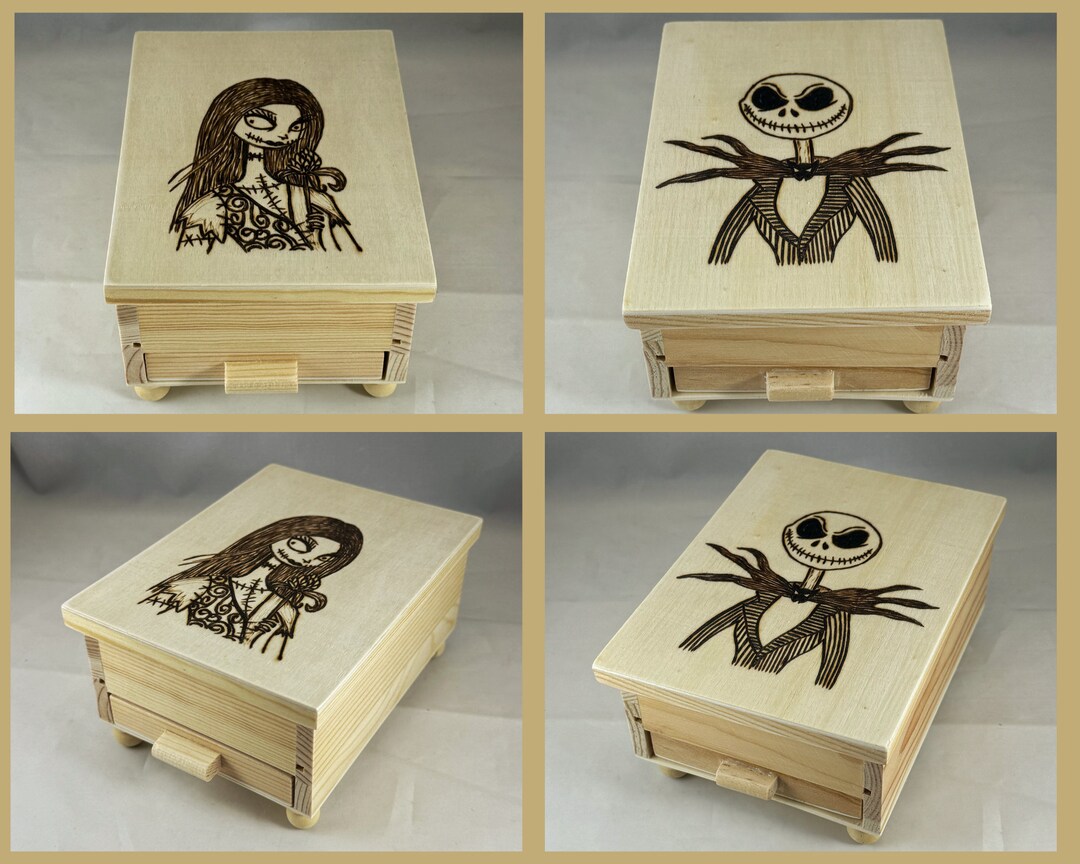 Nightmare Before Christmas Wood Burned Jewelry Box W Mirror ...