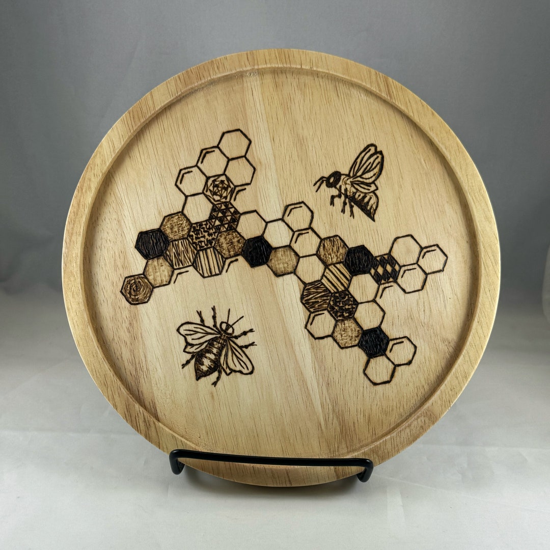 Honeybee Honeycomb Wood Burned Lazy Susan, Pyrography Kitchen Gadget - Etsy