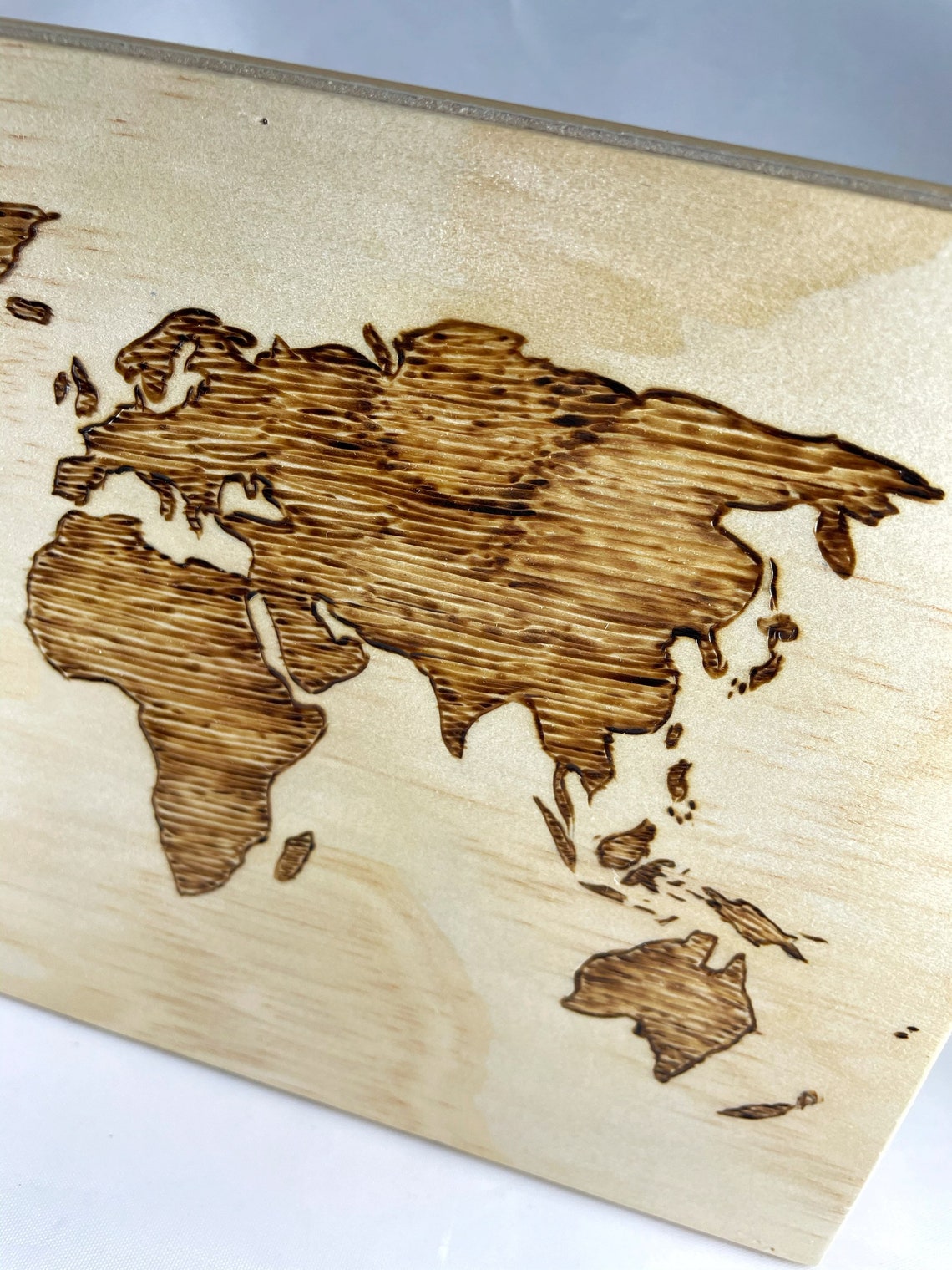 World Map Wood Burn Shadowbox Pyrography Wood Burn Art | Etsy