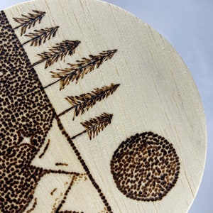 Mountains/forest + Sun/moon Yin Yang Wood Trivet | Pyrography Wood Burn ...