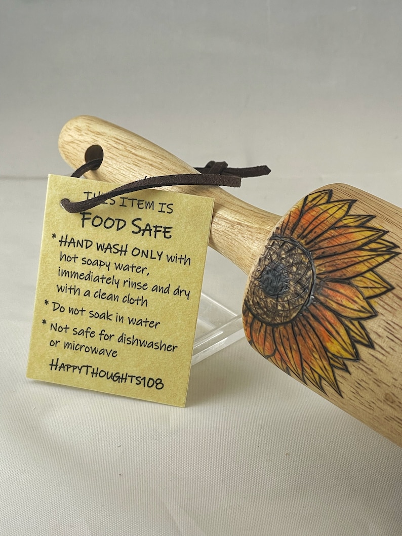 Sunflowers Wood Burned Rolling Pin, Pyrography Wood Burning Art, Unique ...