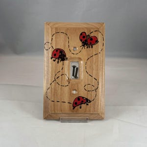 Ladybugs Flying Light Switch Plate Cover, Wood Burning Art Pyrography ...