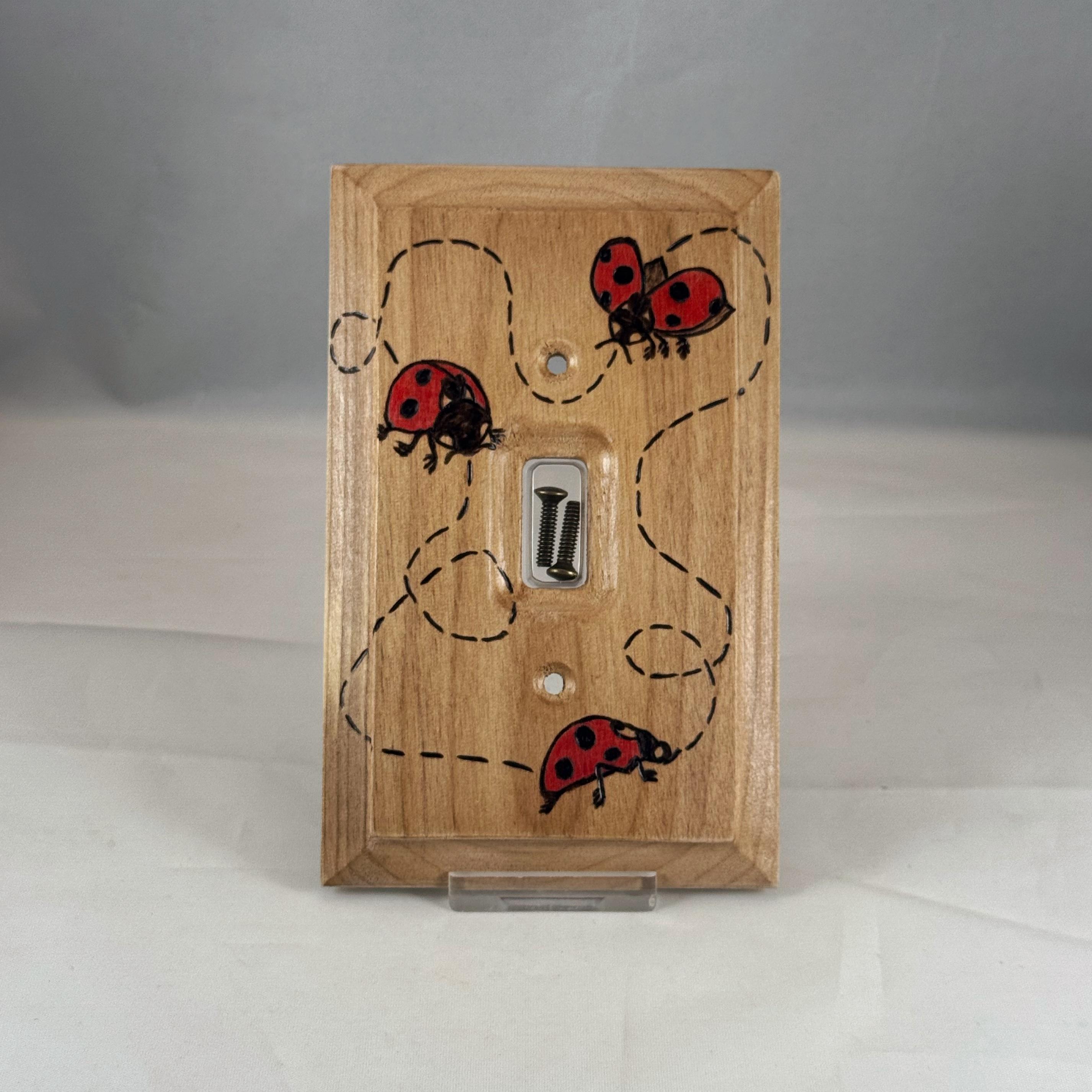 Ladybug Wood Burned Light Switch Plate Cover, Pyrography Home Decor - Etsy