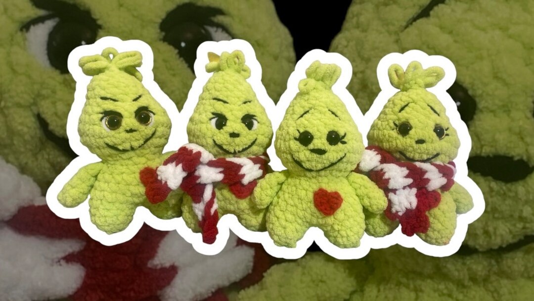 Baby Grinch Crochet Plushie With Heart and Scarf - Etsy