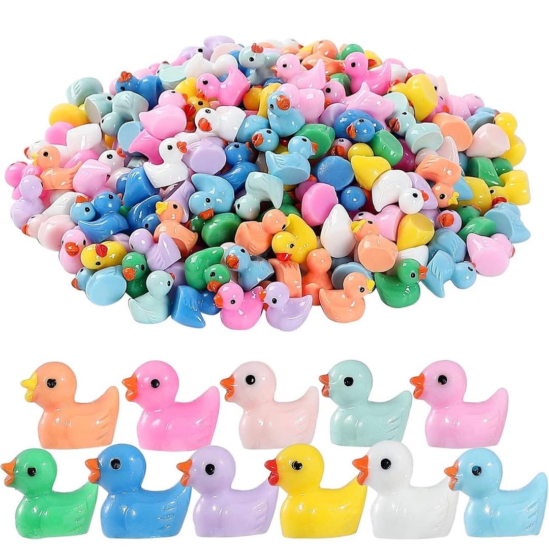 Mini Colorful Resin Ducks Mini Duck Figurines Dollhouse Decor Craft ...
