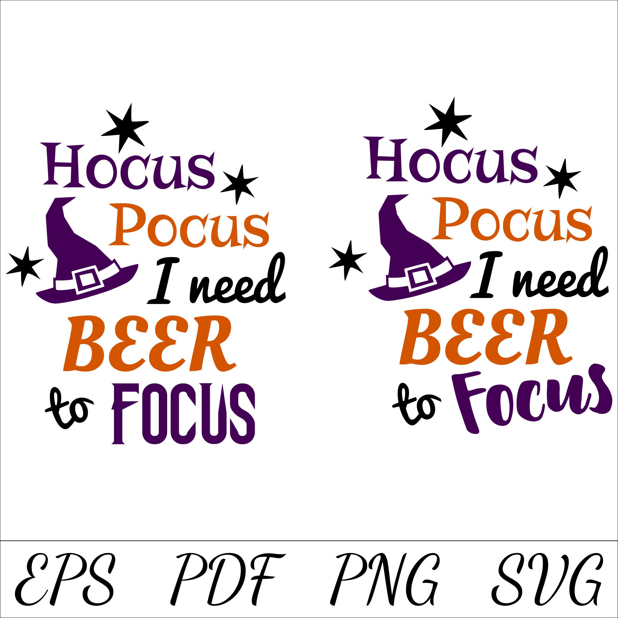 Hocus Pocus I Need Beer To Focus SVG halloween svg hocus | Etsy