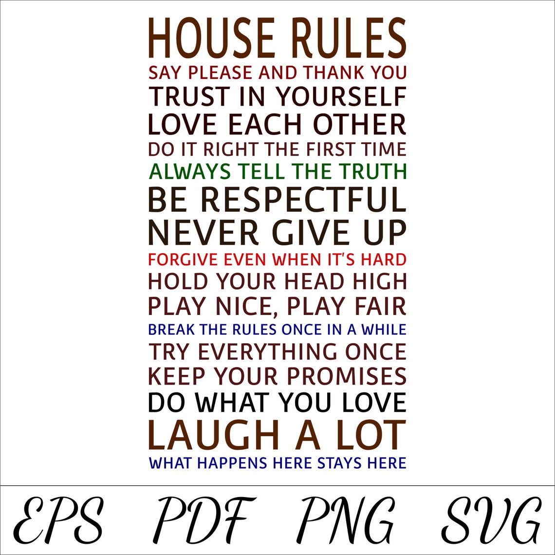 House Rules SVG, House Rules Wall Art, Phoenixsvgs, House Rules Clipart ...