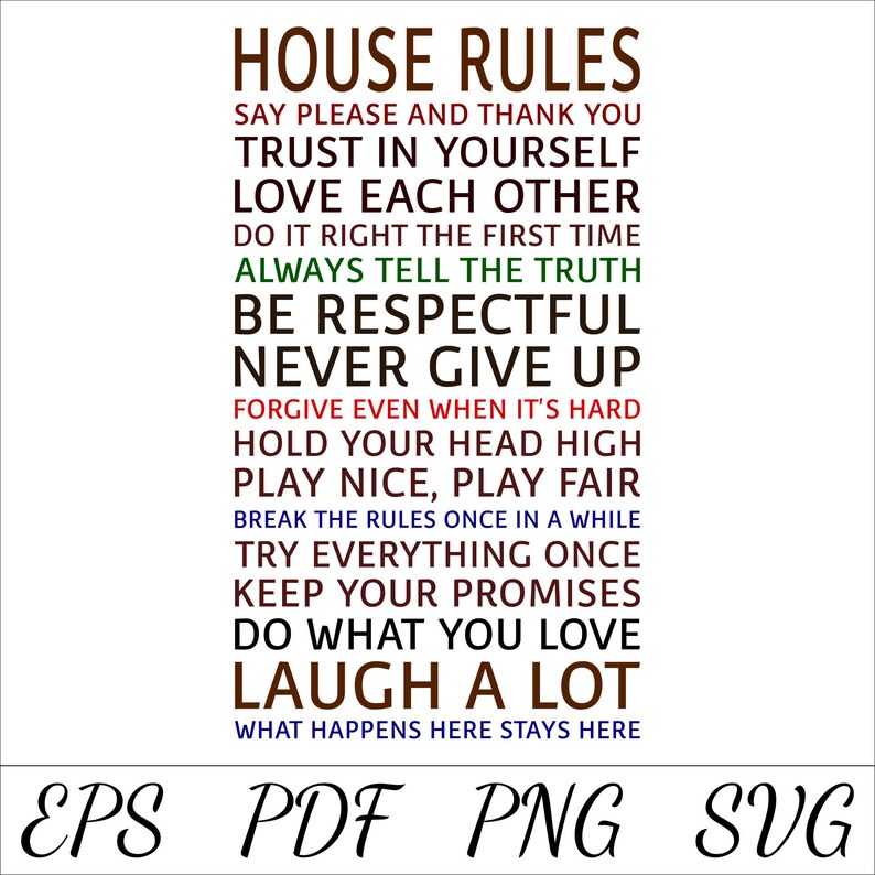 House Rules SVG, House Rules Wall Art, Phoenixsvgs, House Rules Clipart ...