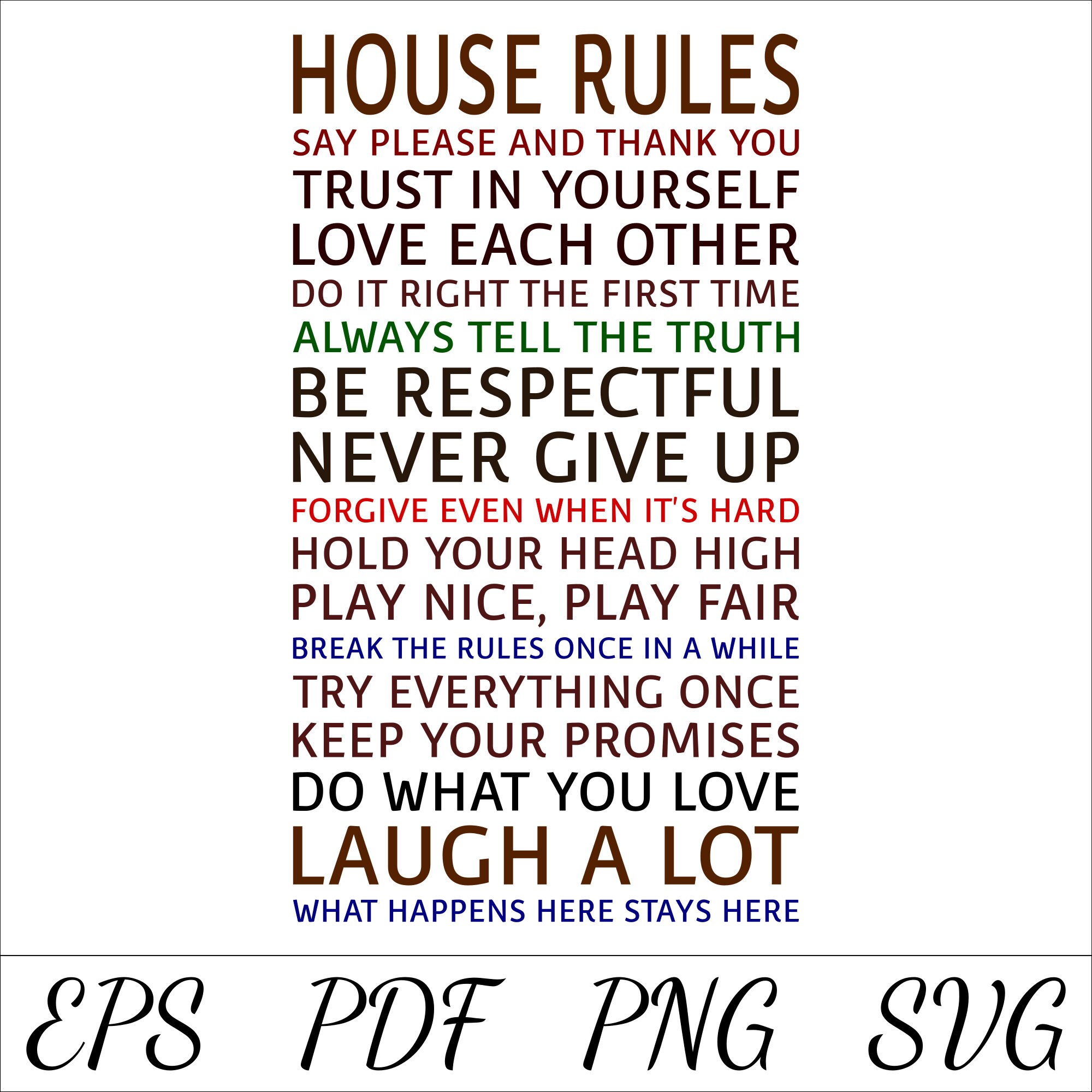 House Rules SVG, House Rules Wall Art, Phoenixsvgs, House Rules Clipart ...