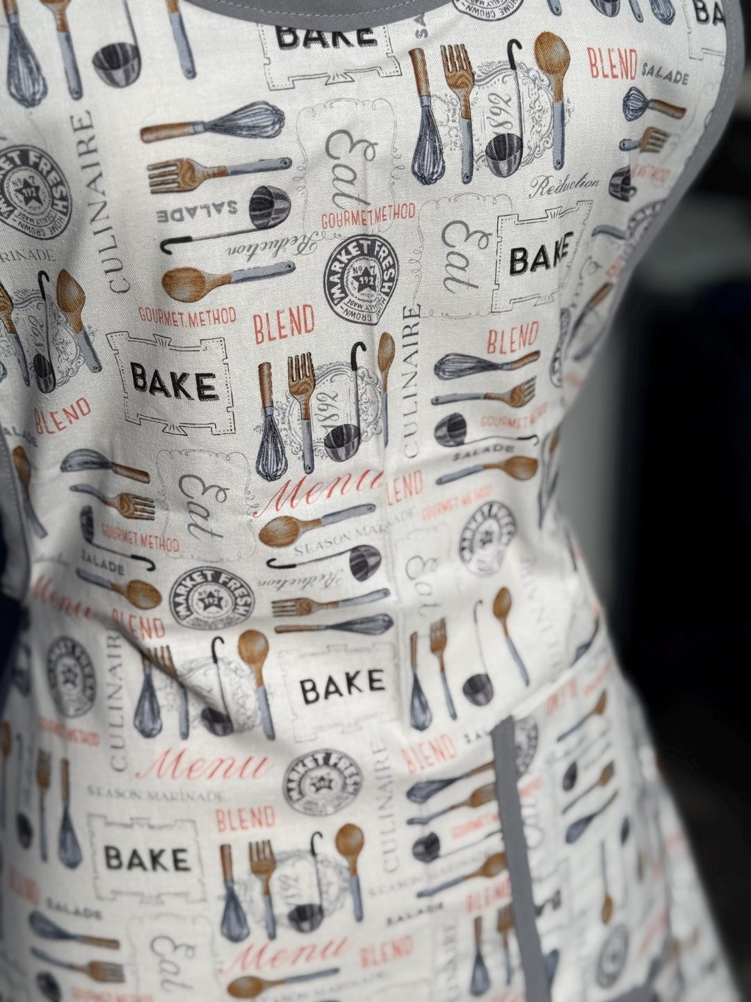 Vintage Style Apron, Kitchen Utensils Apron, Country Apron, Full ...