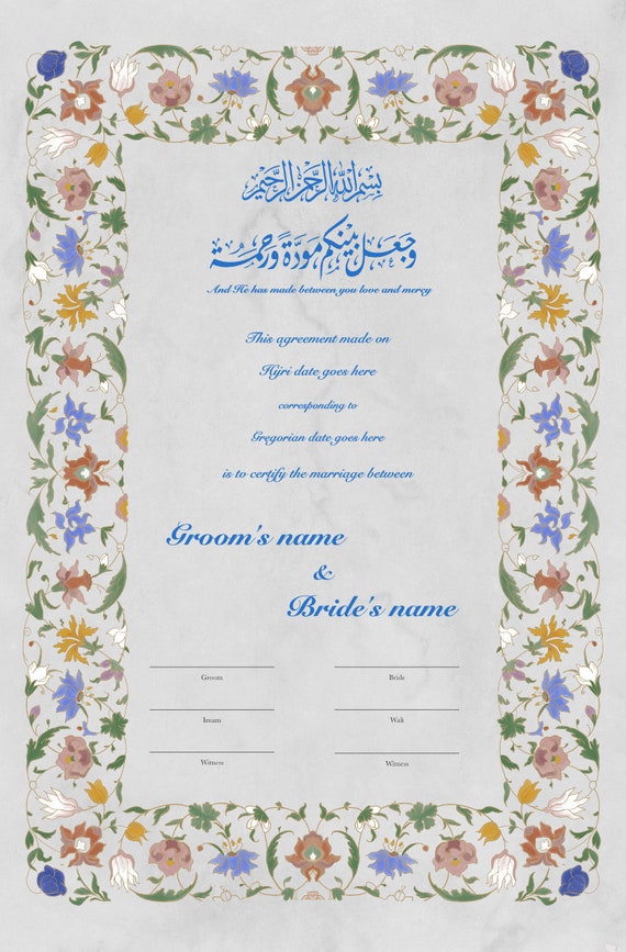 Nevruz Muslim Wedding Nikah Contract | Etsy