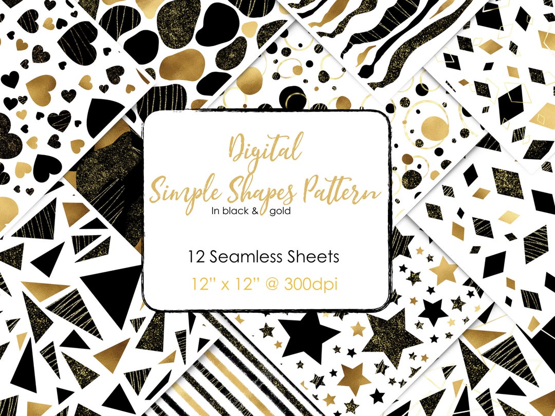 Black and Gold Digital Paper, Seamless Geometric Pattern, Pattern to ...
