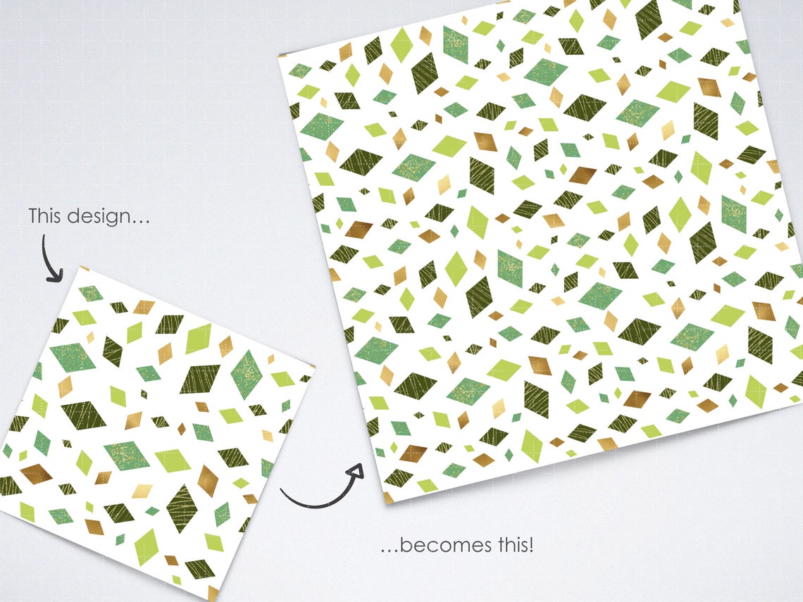 Green and Gold Digital Paper, Seamless Geometric Pattern, Fabric ...