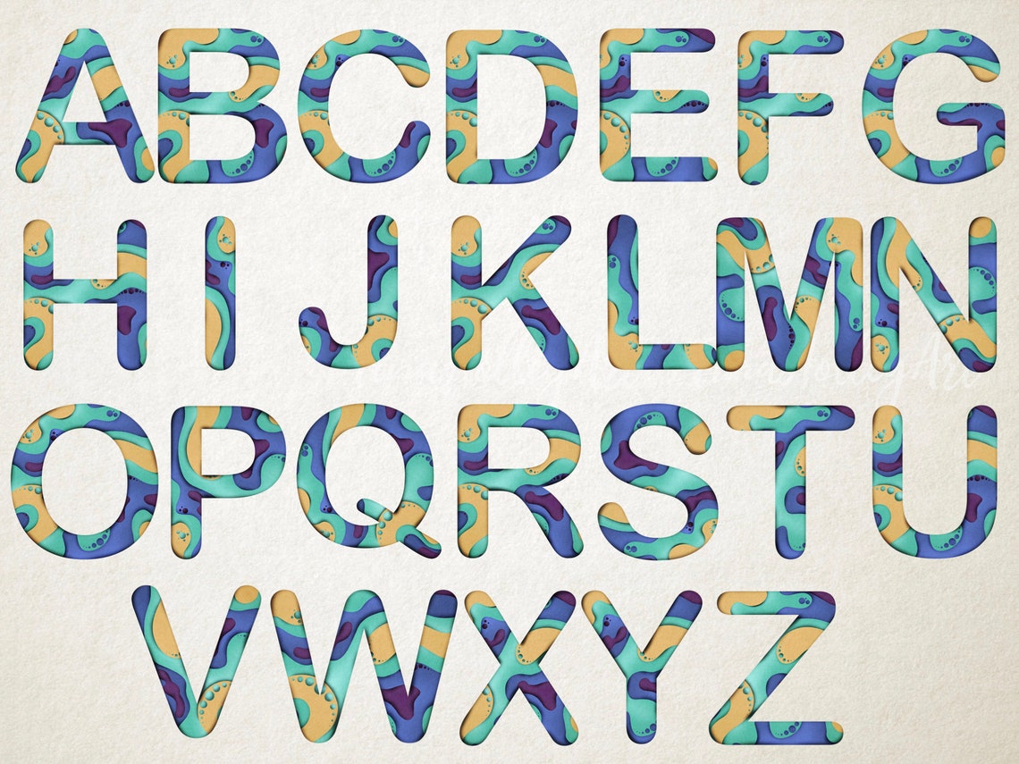 A-Z Alphabet Clipart PNG Digital Files Digital Download Turquoise and ...