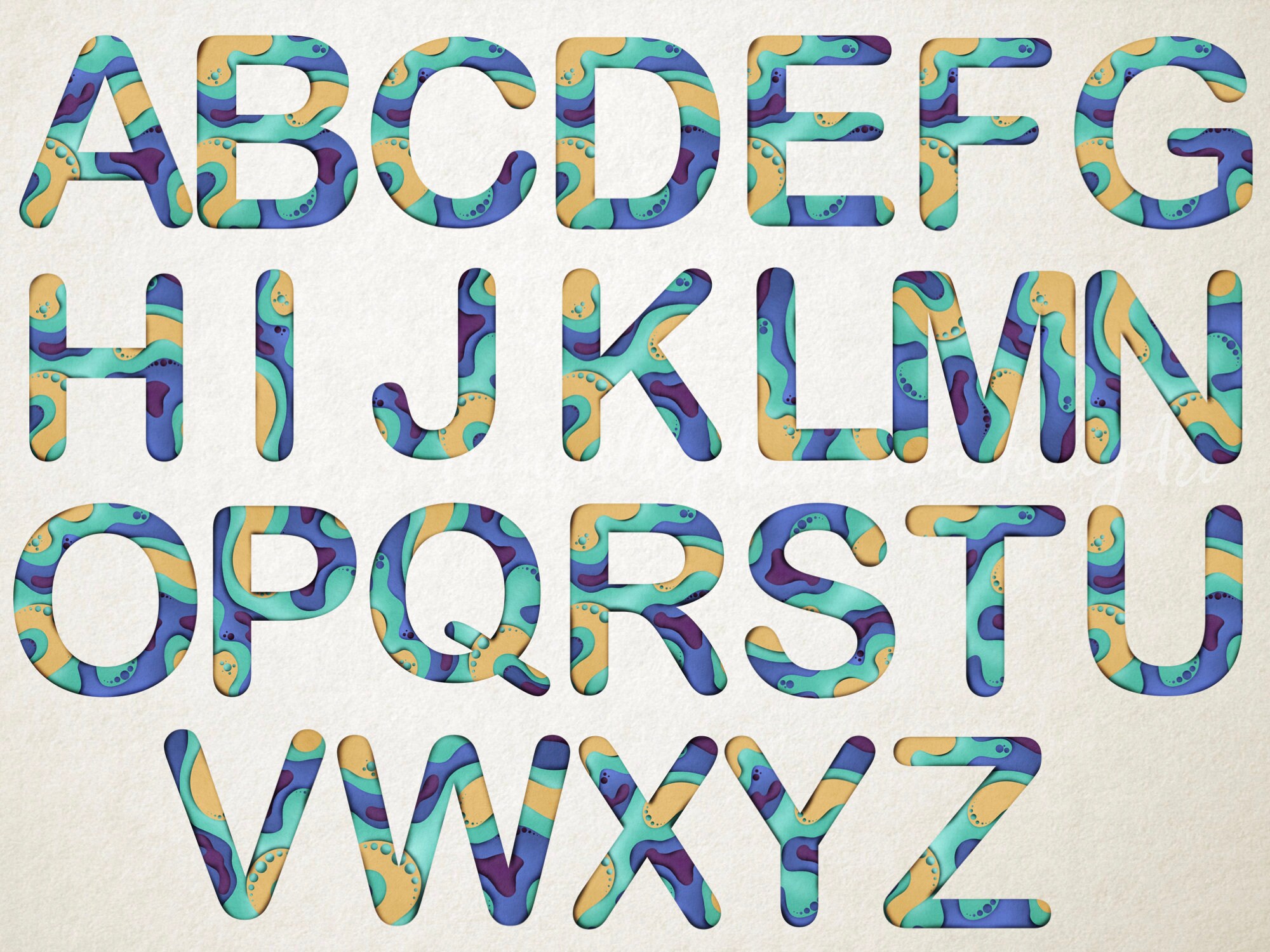 A-Z Alphabet Clipart PNG Digital Files Digital Download Turquoise and ...