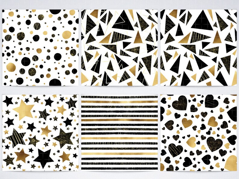 Black and Gold Digital Paper, Seamless Geometric Pattern, Pattern to ...
