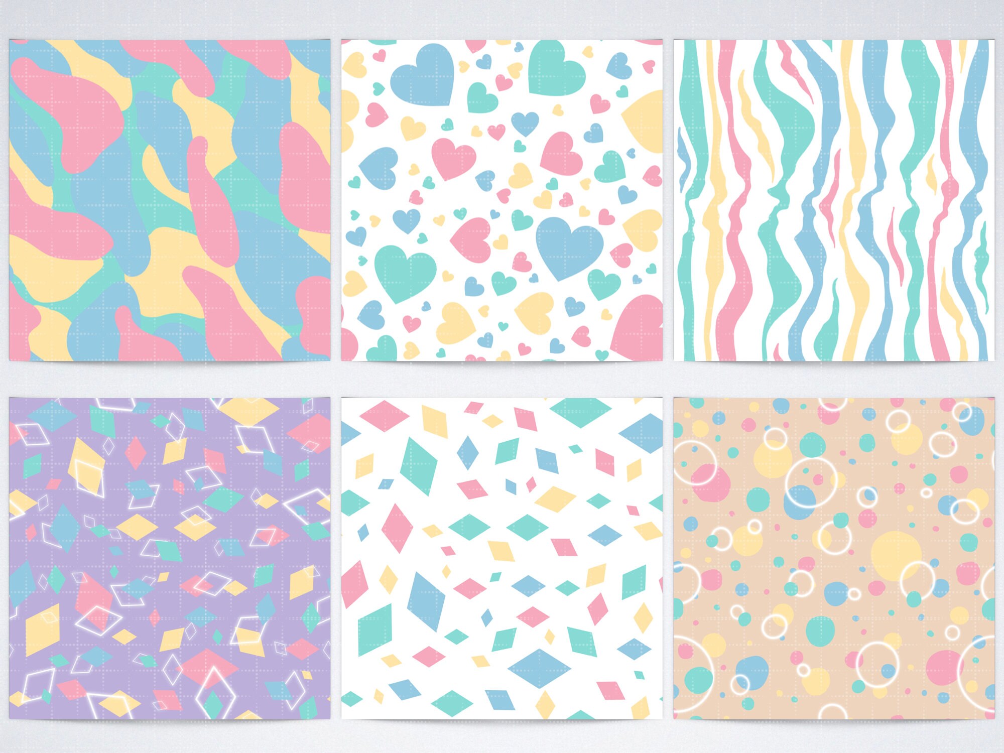 12 Seamless Fabric Surface Pattern pack Simple Shapes in pale | Etsy