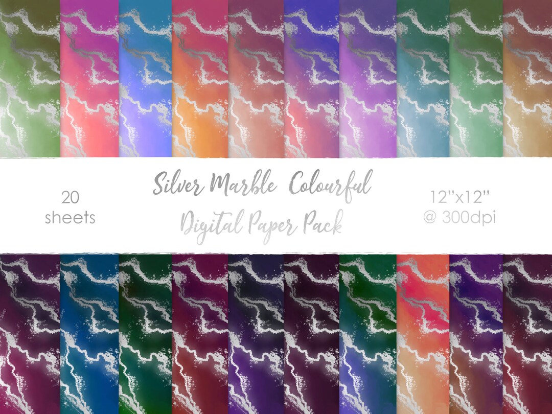 SILVER MARBLE Digital Paper Digital Paper Pack Scrapbook Paper Boho ...