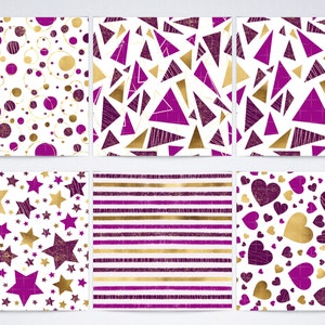 Purple and Gold Digital Paper Seamless Geometric Pattern - Etsy