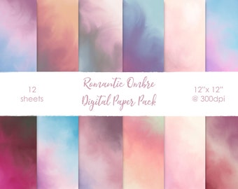 Pink Digital Paper Pack 12 X 12 Solid Color Ombre Digital - Etsy