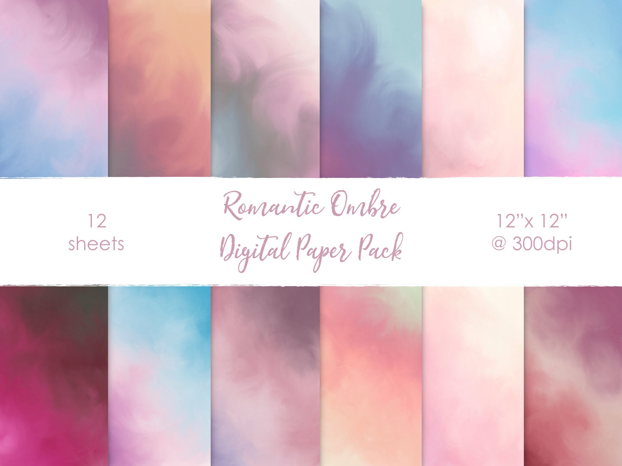 Instant Download Pastel Backdrop Digital Paper Pack Ombre Background ...