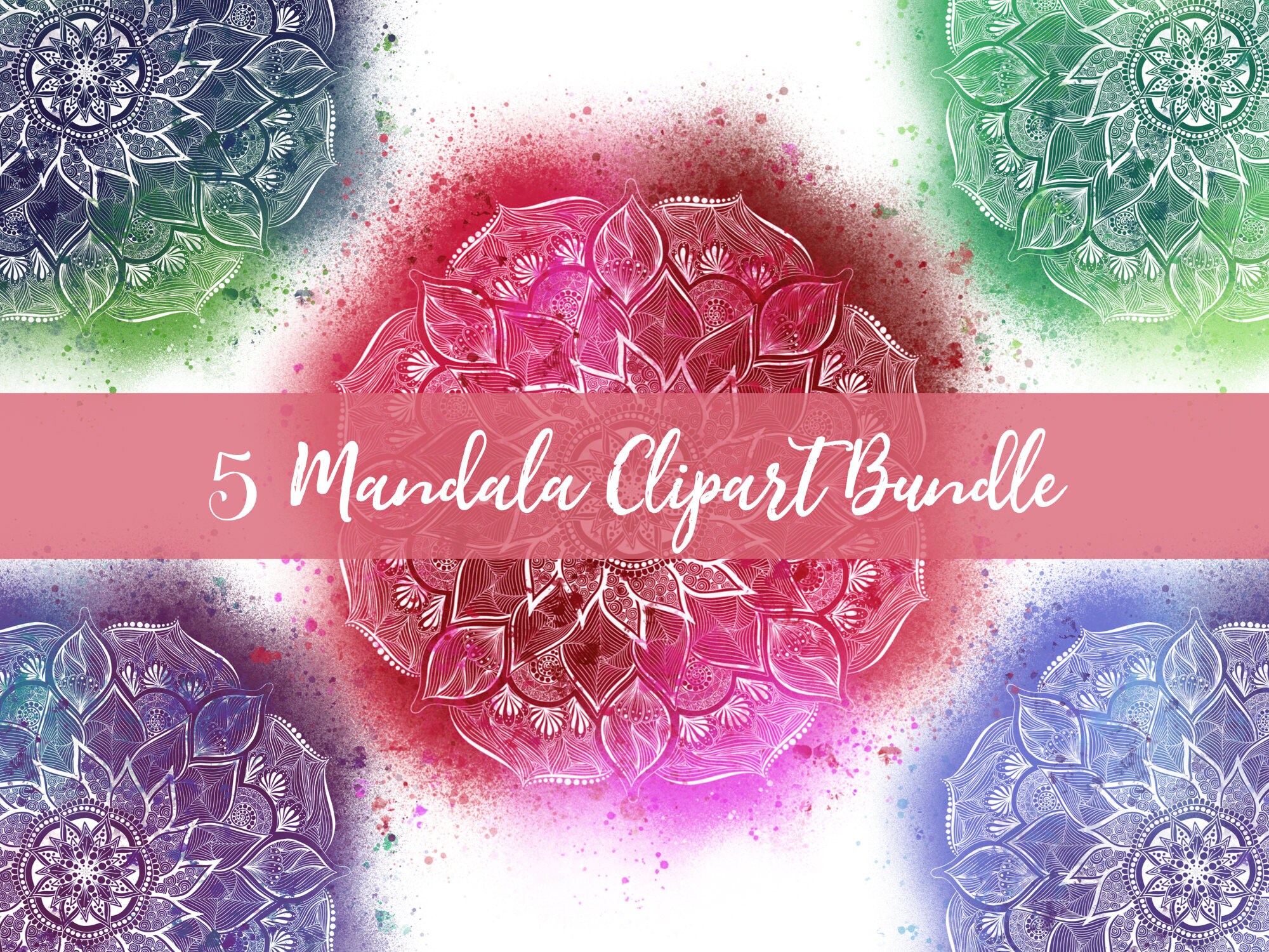 BOHO MANDALA CLIPART Bundle Zentangle Watercolor Clipart Png Yoga ...