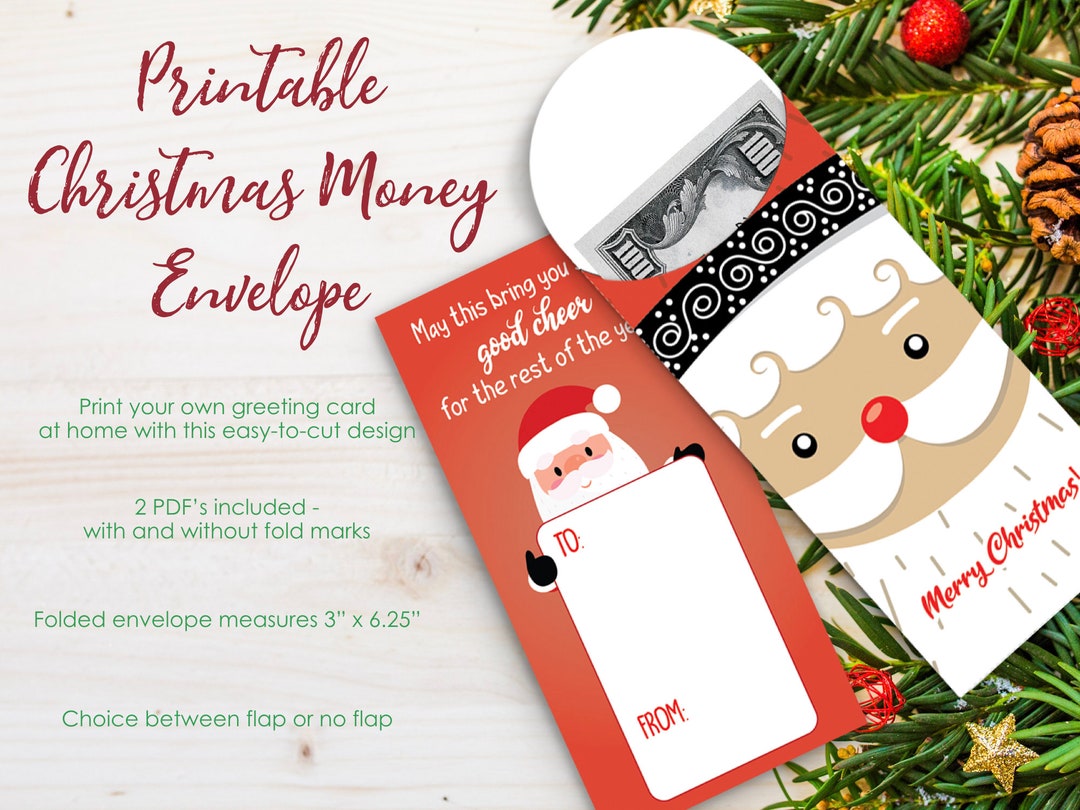 Printable Santa Christmas Card to Hold Cash, Money Envelope for Boy or ...