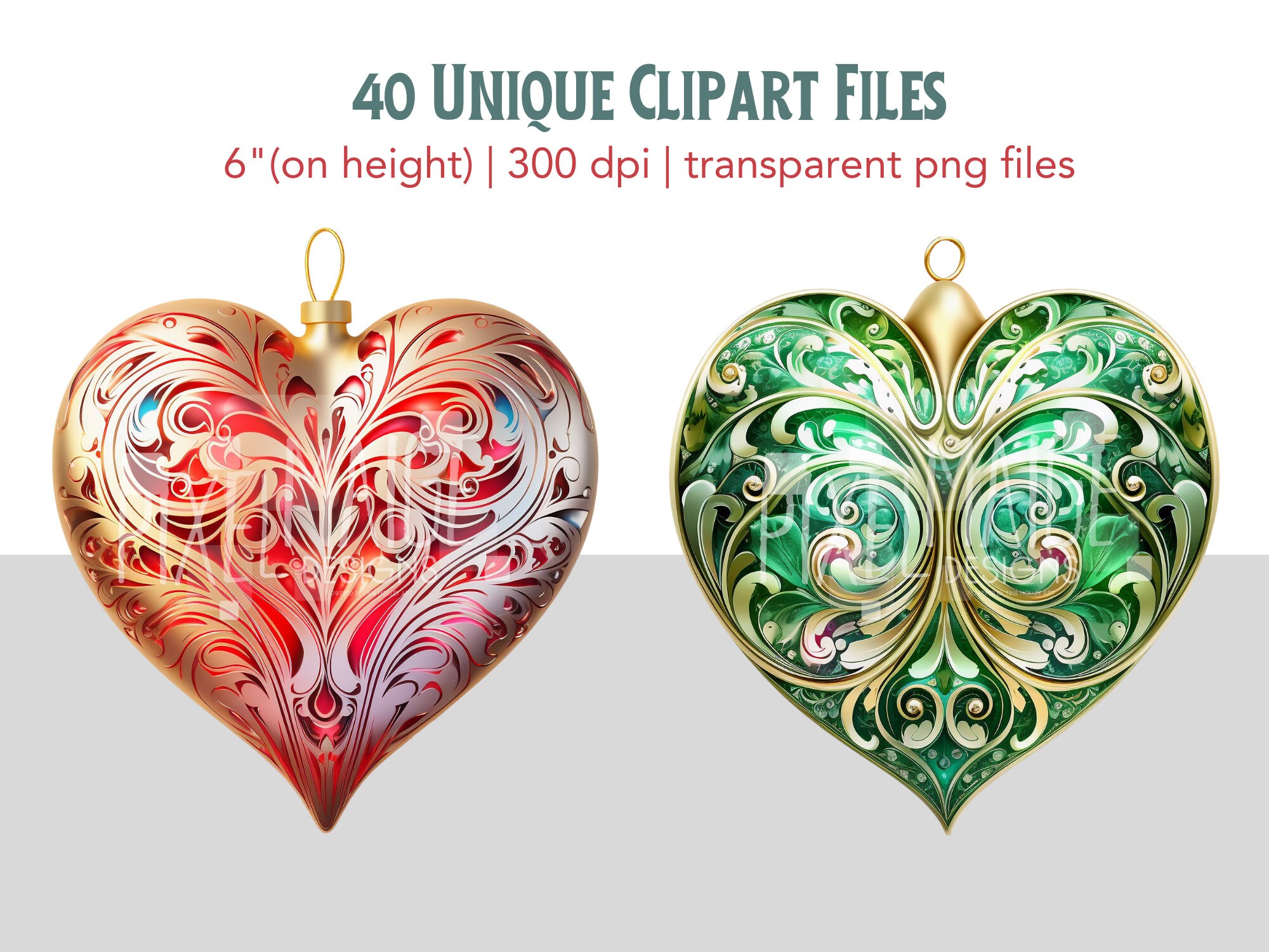40 Christmas Ornament Clipart Png Files, Watercolour Ornaments, Png ...