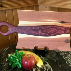 Handcrafted Red Cedar and Red Epoxy Charcuterie Board With Handle - Etsy