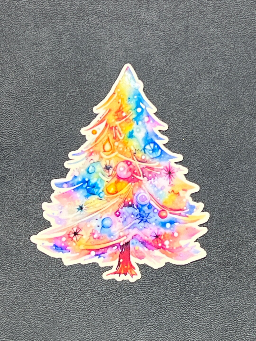Watercolor Christmas Tree Waterproof Vinyl Sticker - Etsy