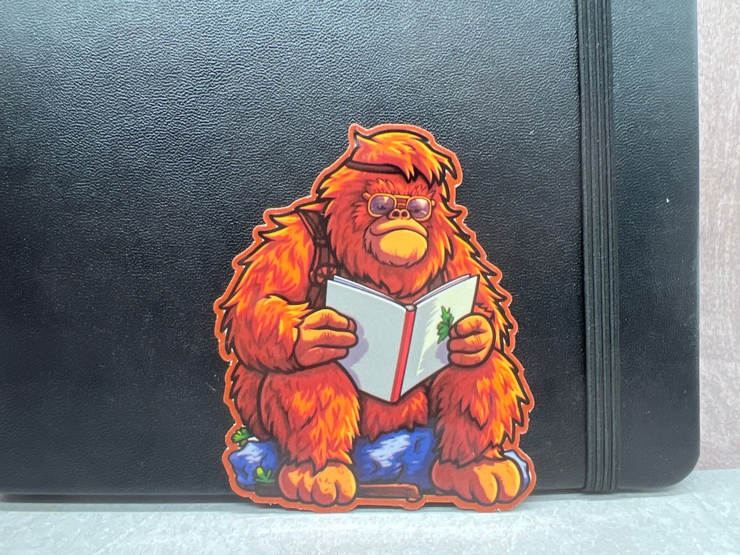 Bigfoot Reading Waterproof Vinyl Sticker - Etsy