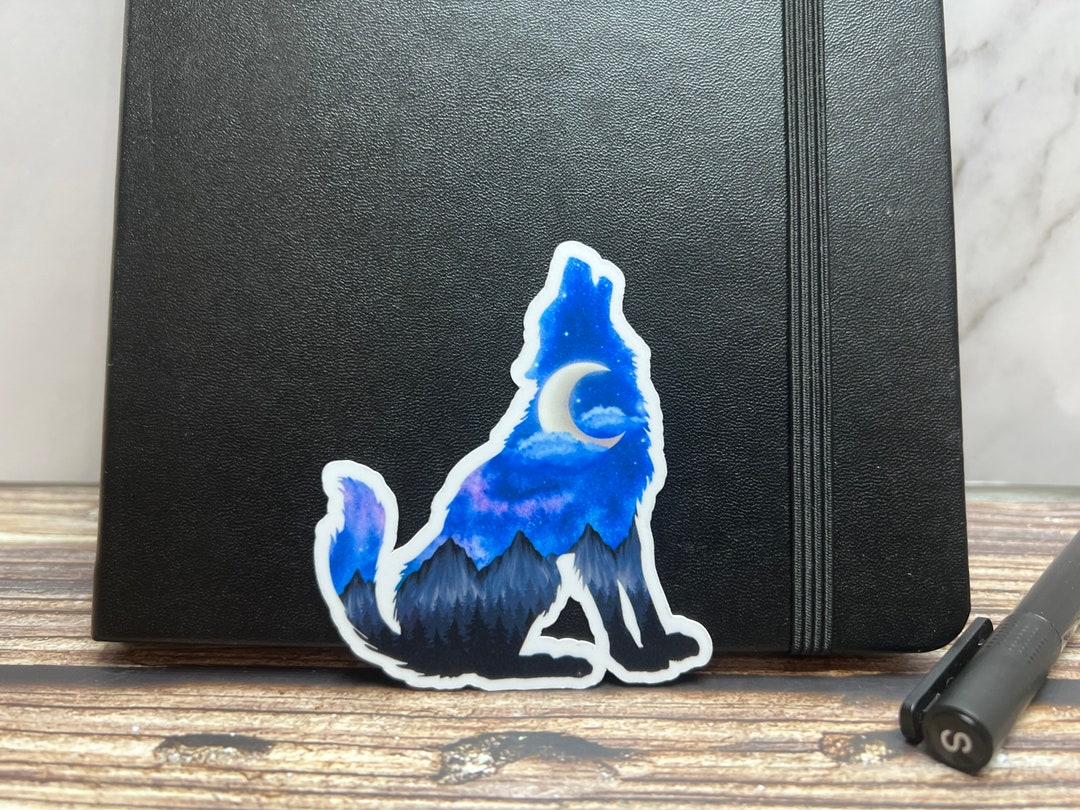 Howling Wolf Sticker Waterproof Vinyl Sticker - Etsy