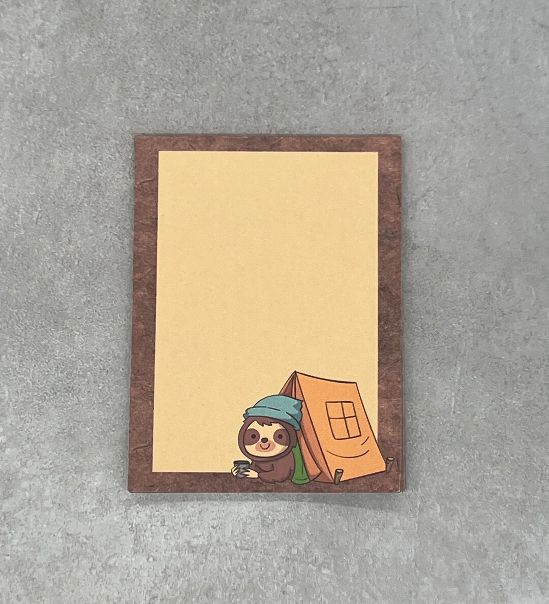 Camping Sloth 3 X 4 Notepad or 4x5 You Choose Size and Material - Etsy