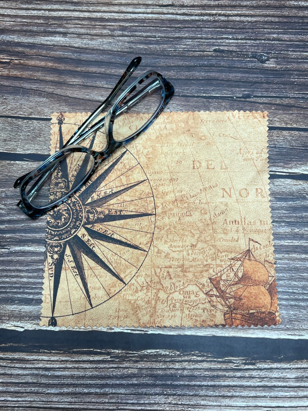 Nautical Compass Microfiber Cloth Eye Glass Cleaning Cloth Tablet ...
